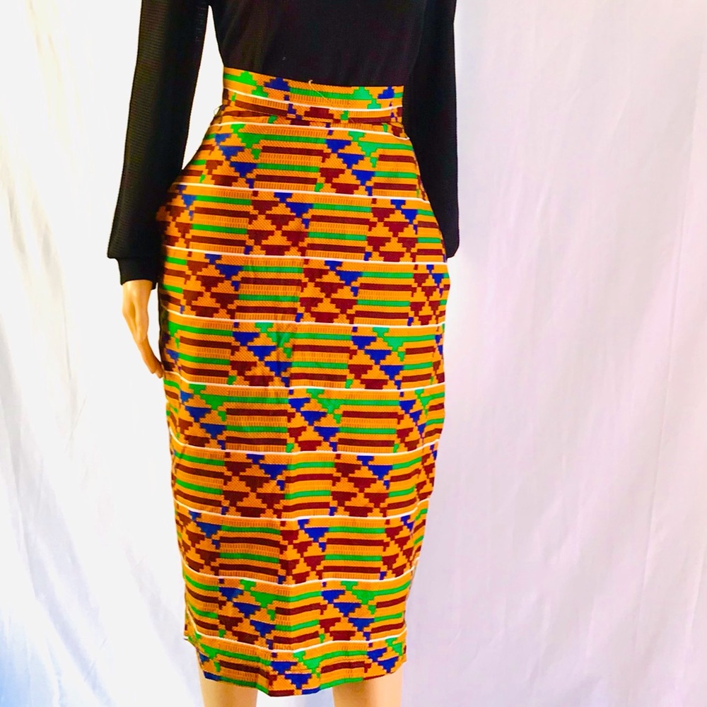African Kente Skirt With Head Wrap - Gem